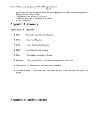 Hostel management system srs | DOC