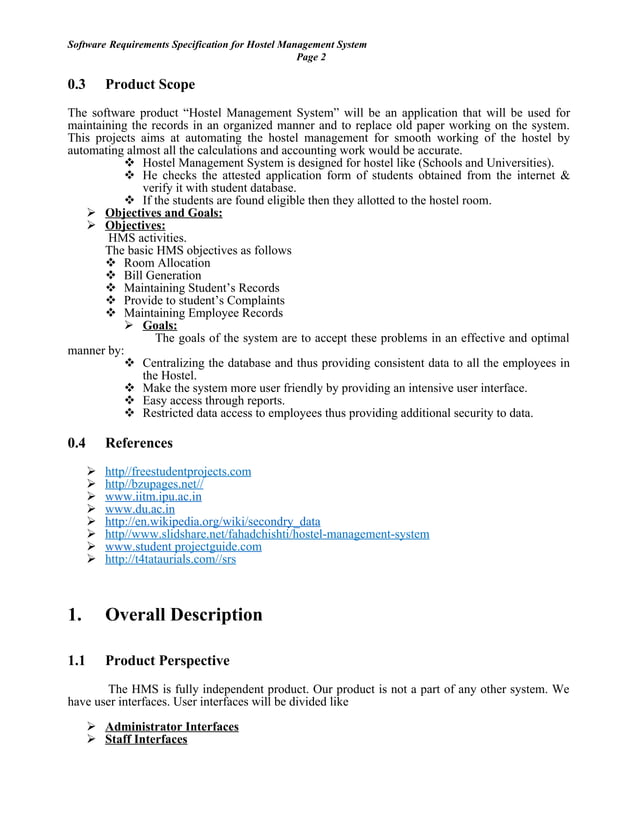 Hostel management system srs | DOC