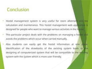 A ppt on hostel management smart system by students | PPT