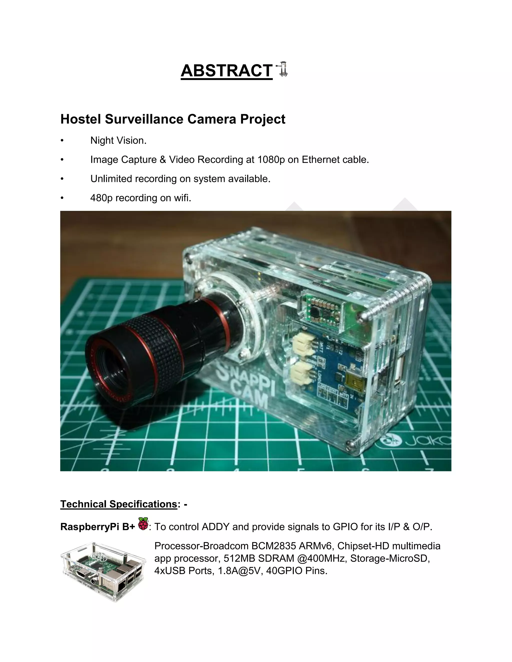 Hostel Security Camera Project Using Opencv Pdf Cameras And