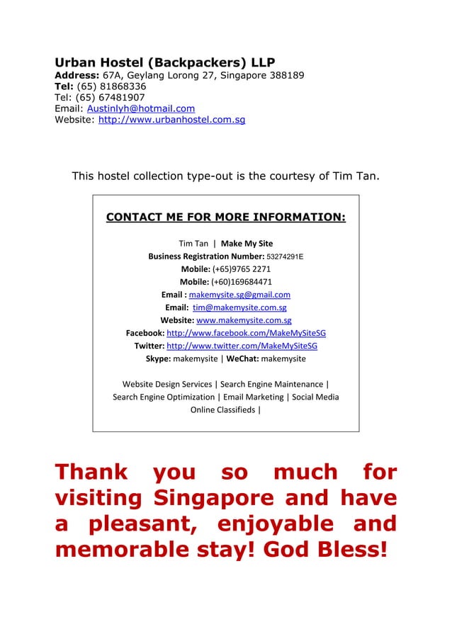 Hostels in Singapore | PDF