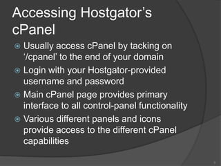 Hostgator cPanel - An Overview | PPT