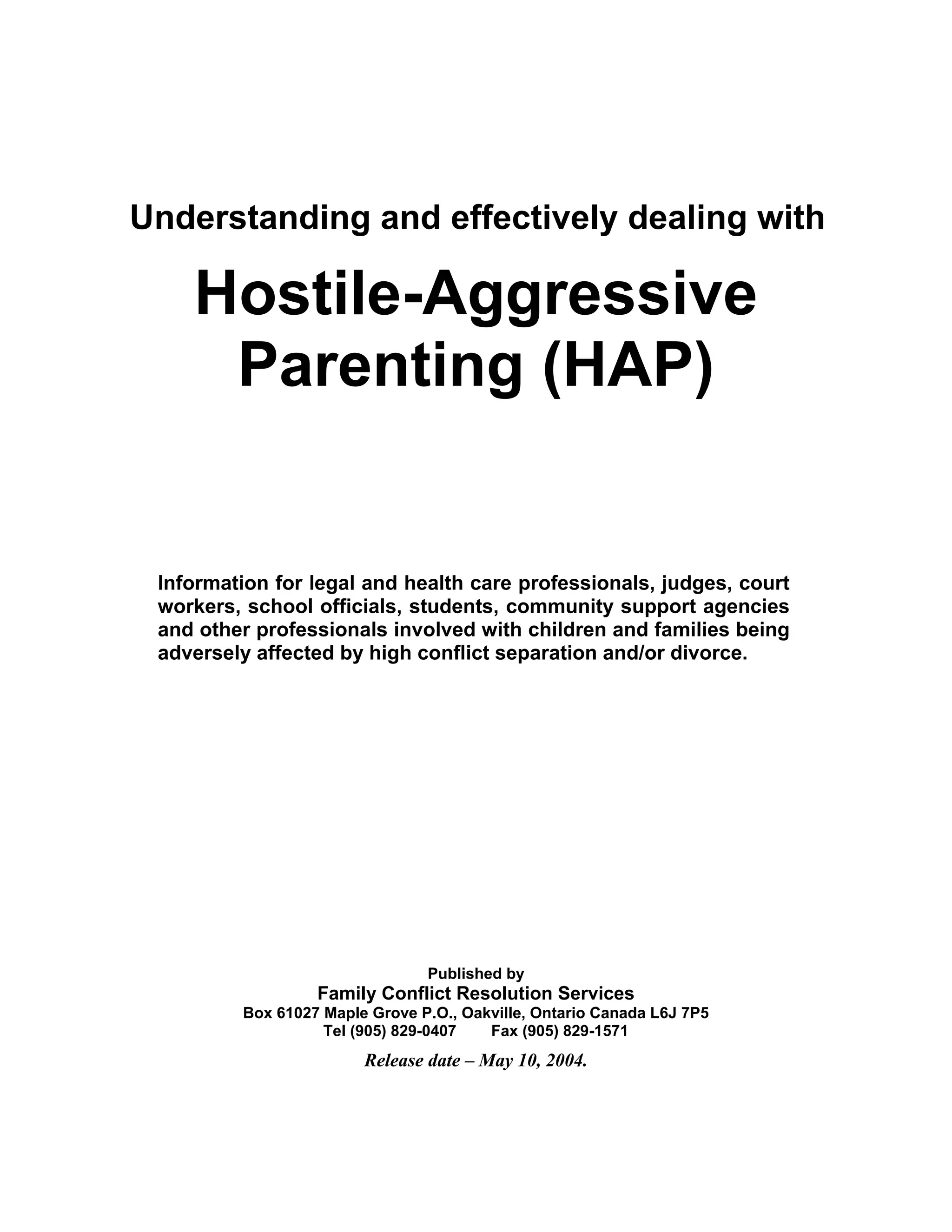 Hostile agressive parenting | PDF