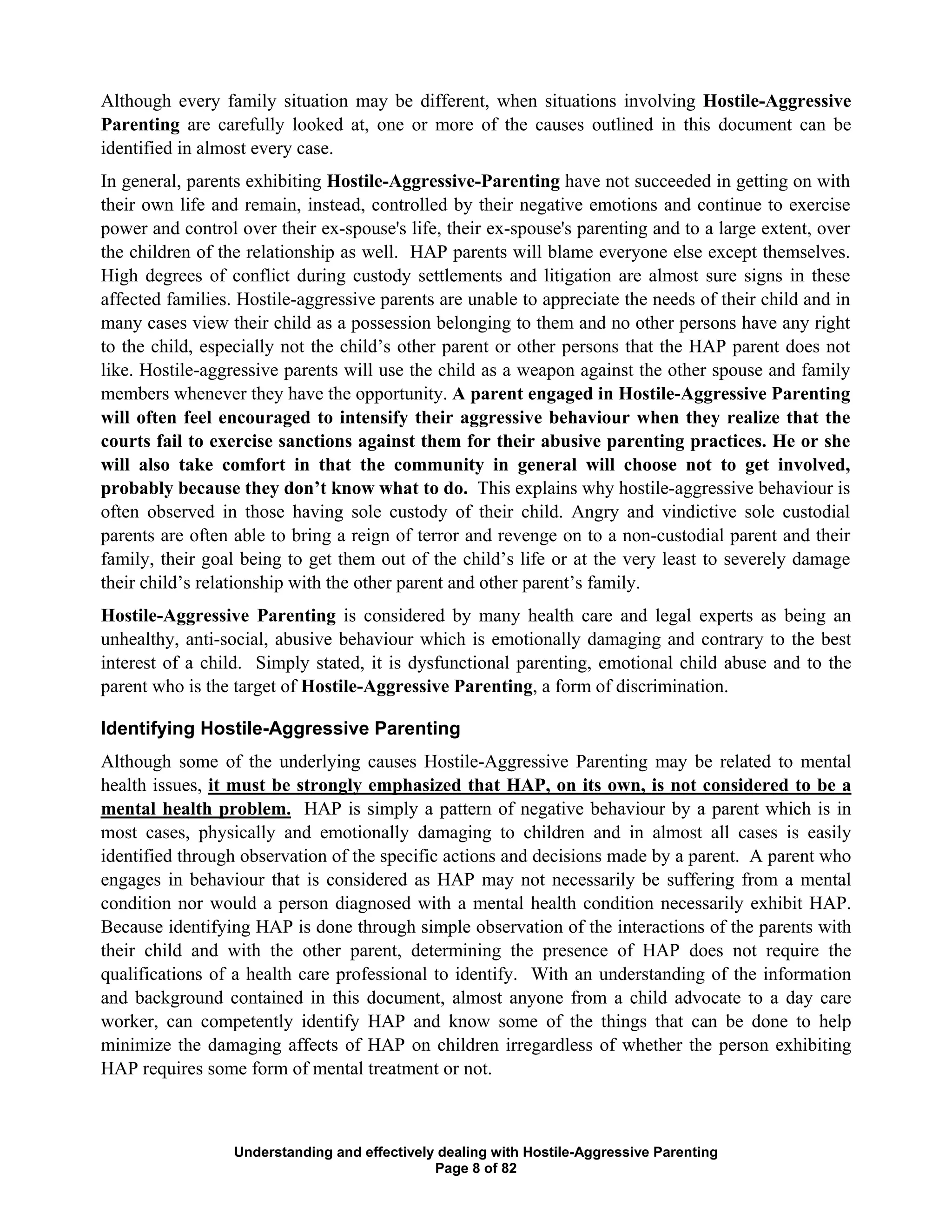 Hostile agressive parenting | PDF