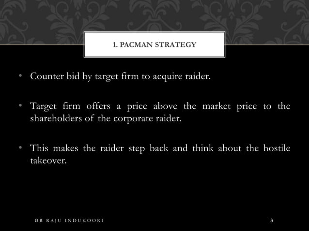 Hostile take over aggressive defensive strategies | PPT