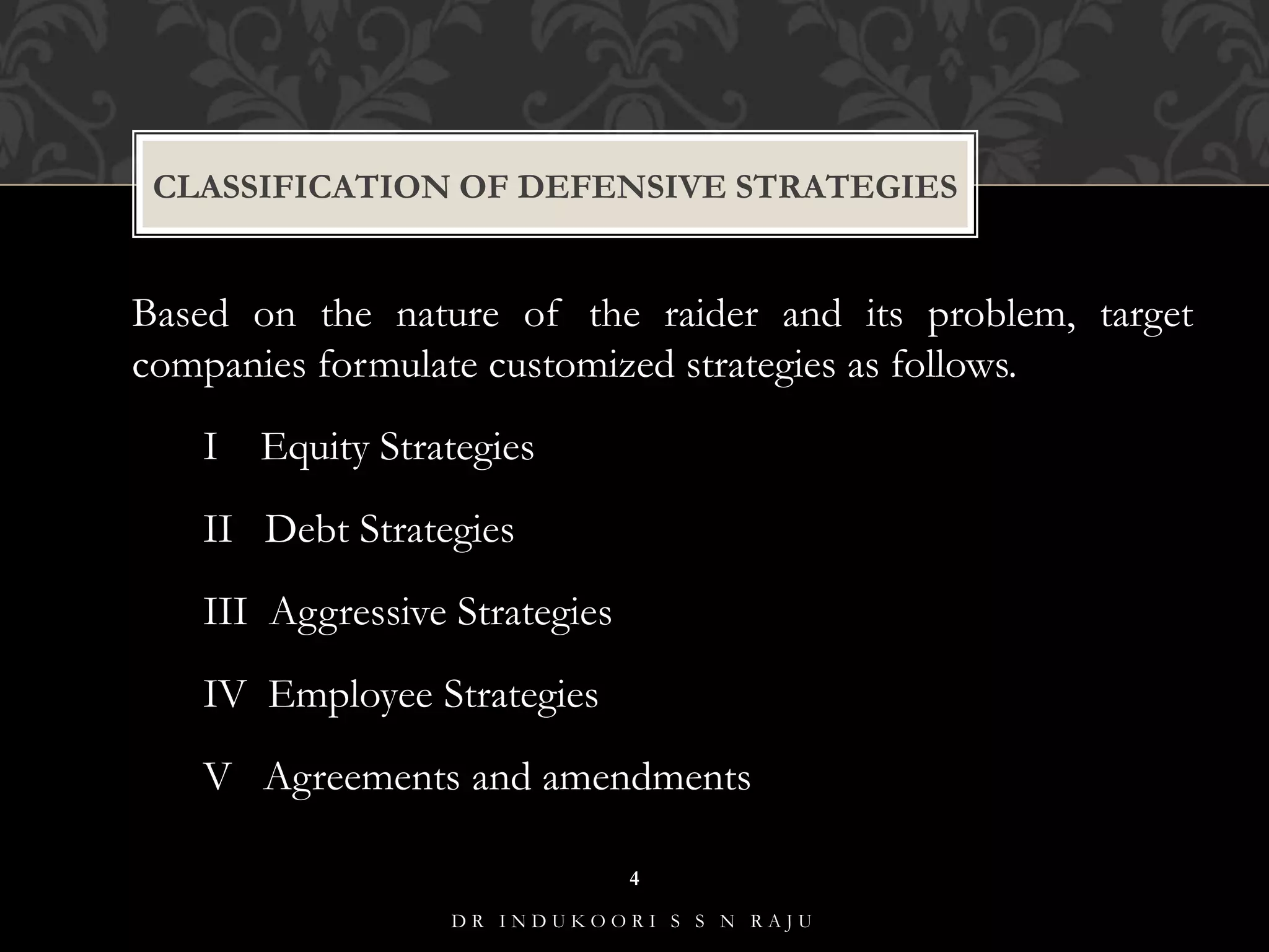 Hostile take over defense | PPT