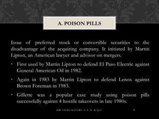 Hostile take over defense | PPT