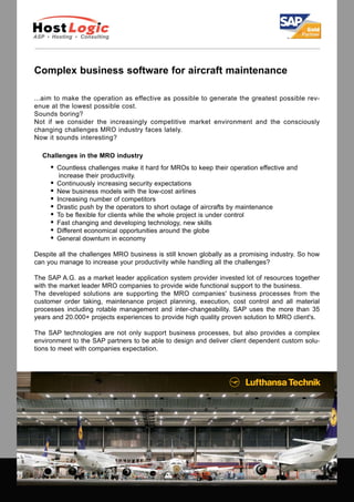 SAP customized for Aircraft Maintenance, Repair & Overhaul (MRO) | PDF ...