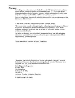 Host manual sysmex-xe2100 | PDF