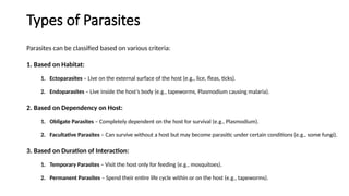 Host-Parasite Relationships. A parasitology lecture | PPTX