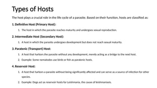 Host-Parasite Relationships. A parasitology lecture | PPTX