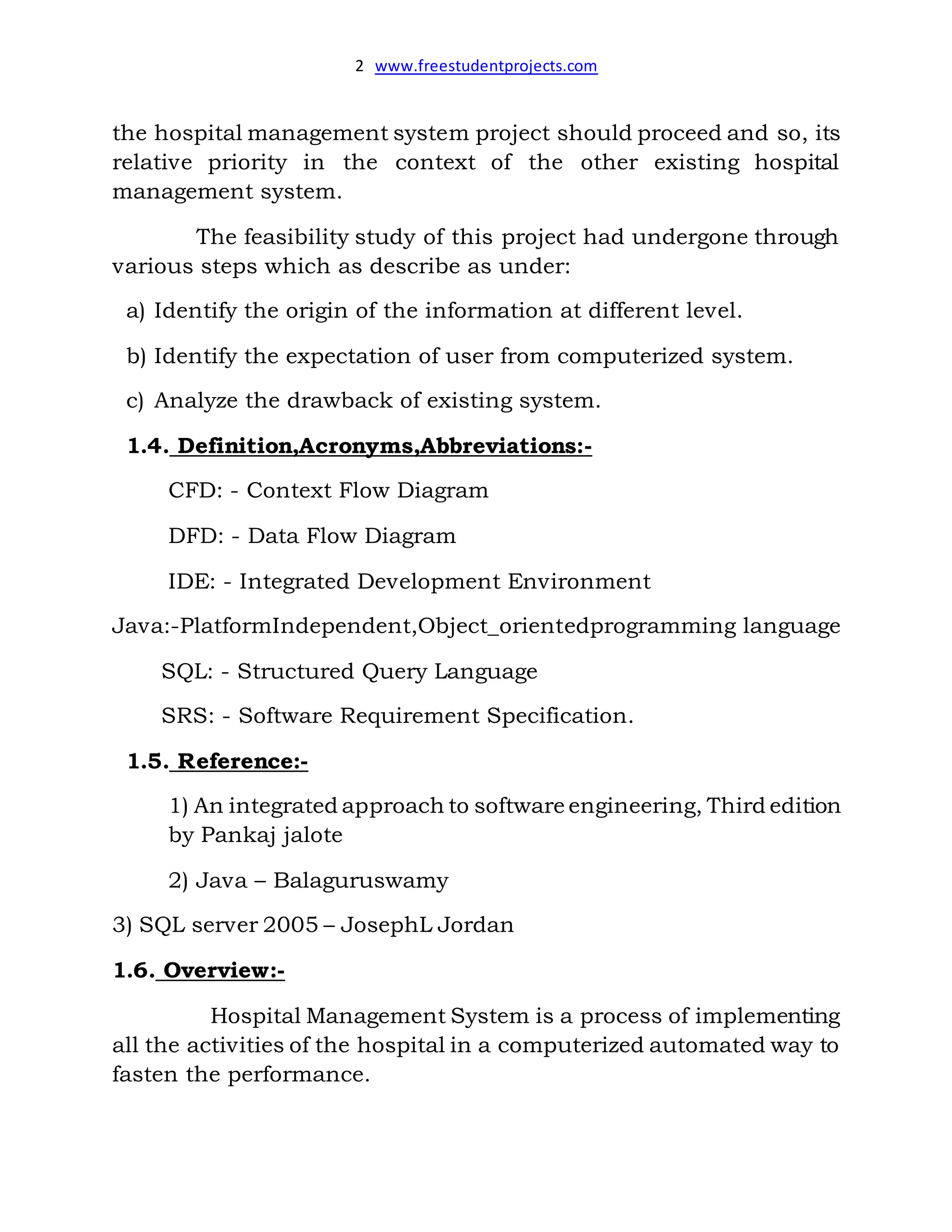 Hostpital management system(srs) | DOCX