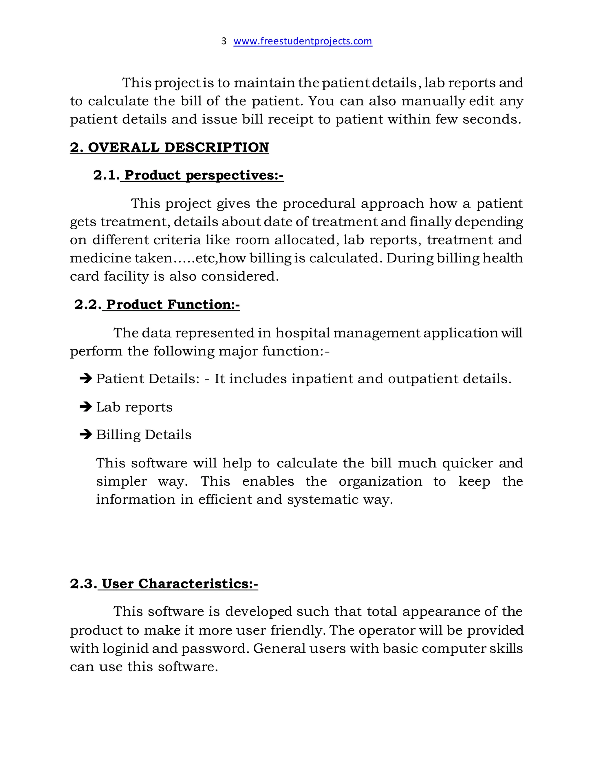 Hostpital management system(srs) | DOCX