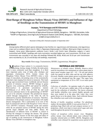 Host range of mungbean yellow mosaic virus (mymv) and influence of age ...