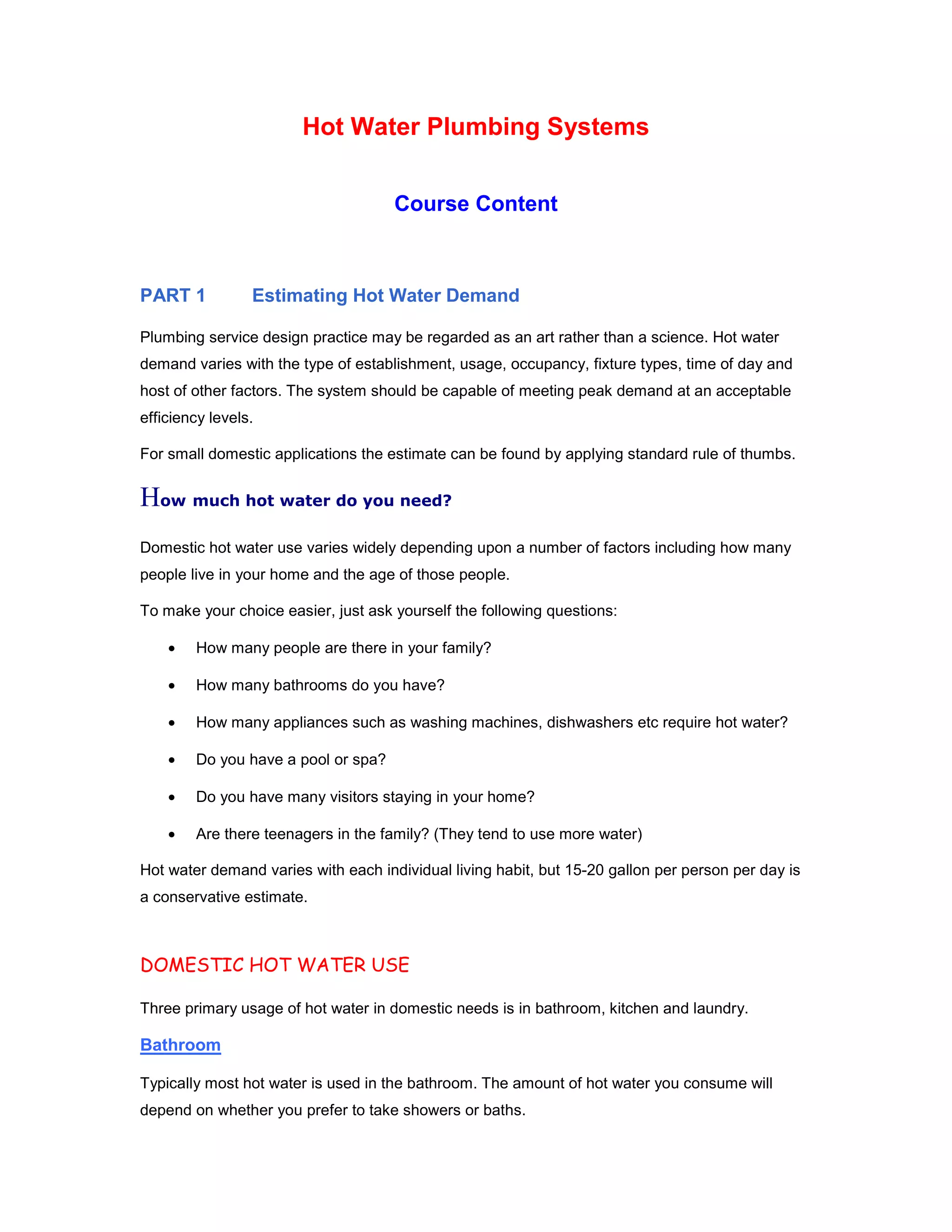 Hot water-plumbing-system | PDF