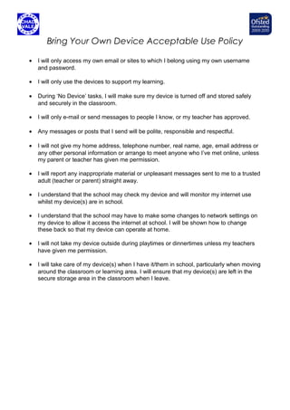 Hota byod bring your own device letter | DOC