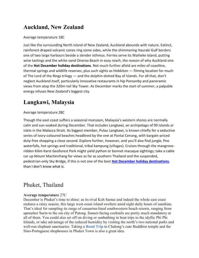 Hot December holiday destinations.docx