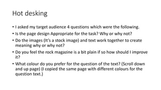 Hot desking media as level coursework | PPT