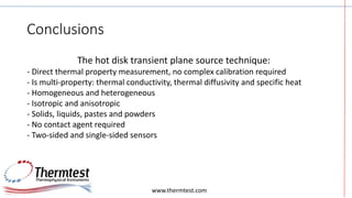 Hot Disk Transient Plane Source Technique - Thermal Conductivity | PPTX