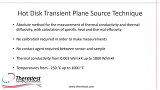 Hot Disk Transient Plane Source Technique - Thermal Conductivity | PPTX