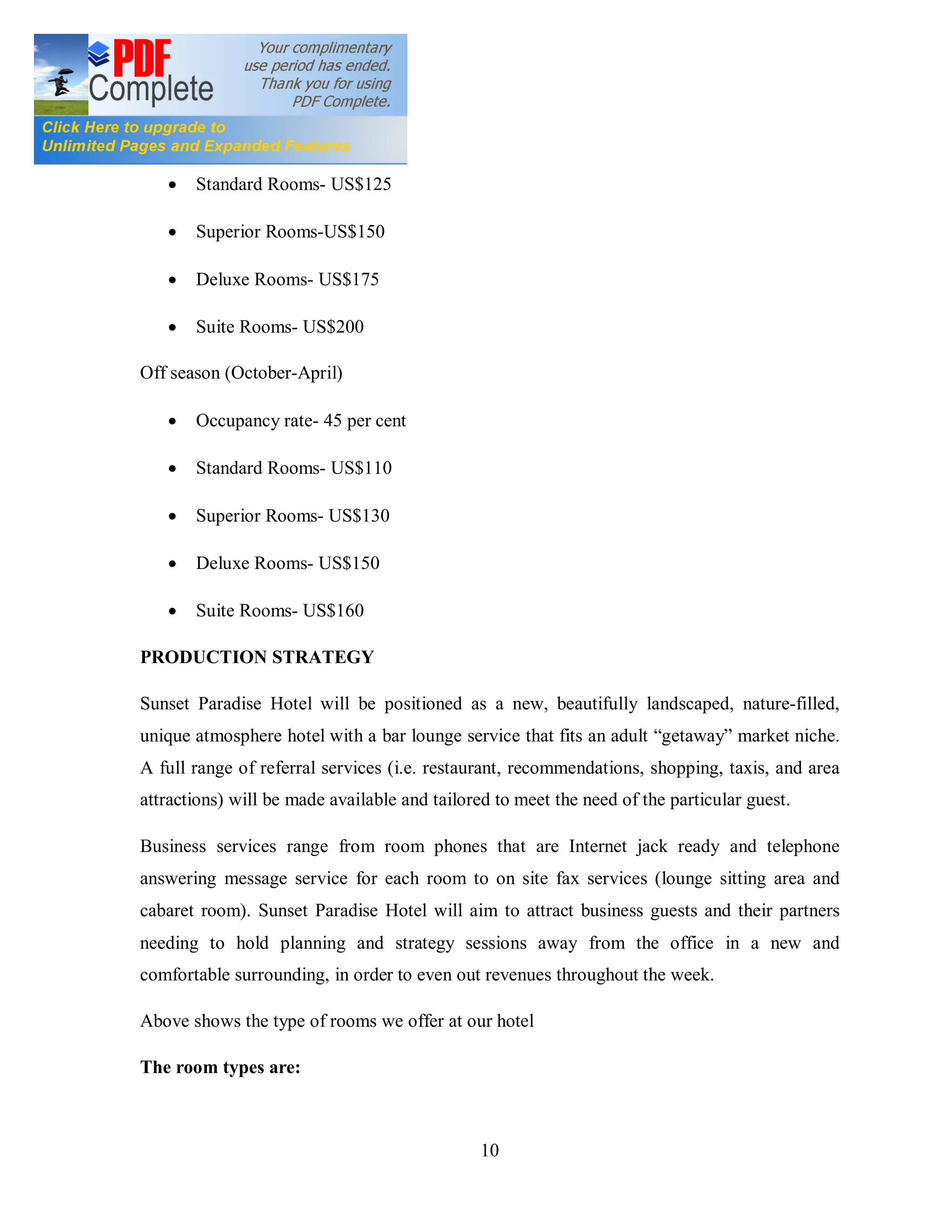 Hotel business-plan-sample | PDF