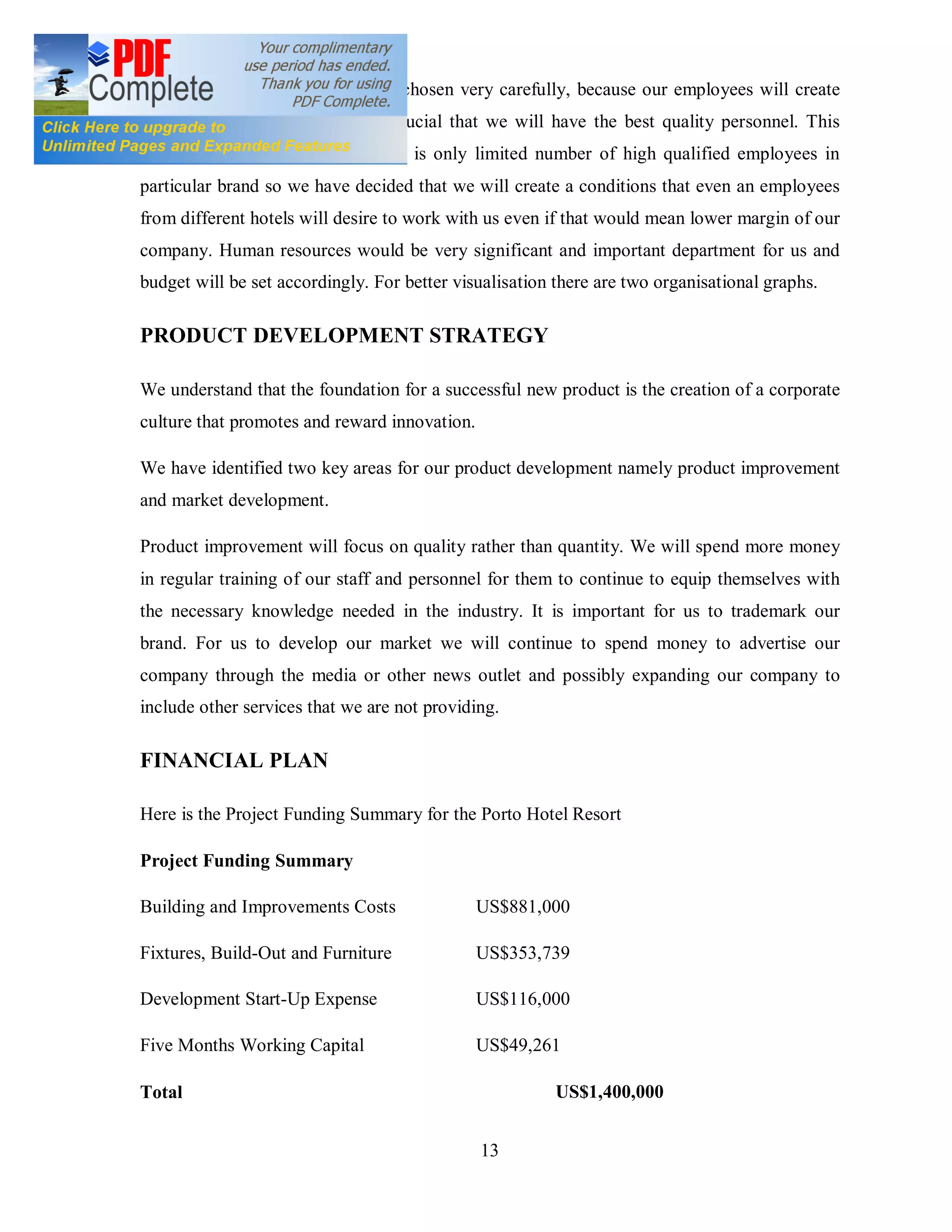 Hotel business-plan-sample | PDF