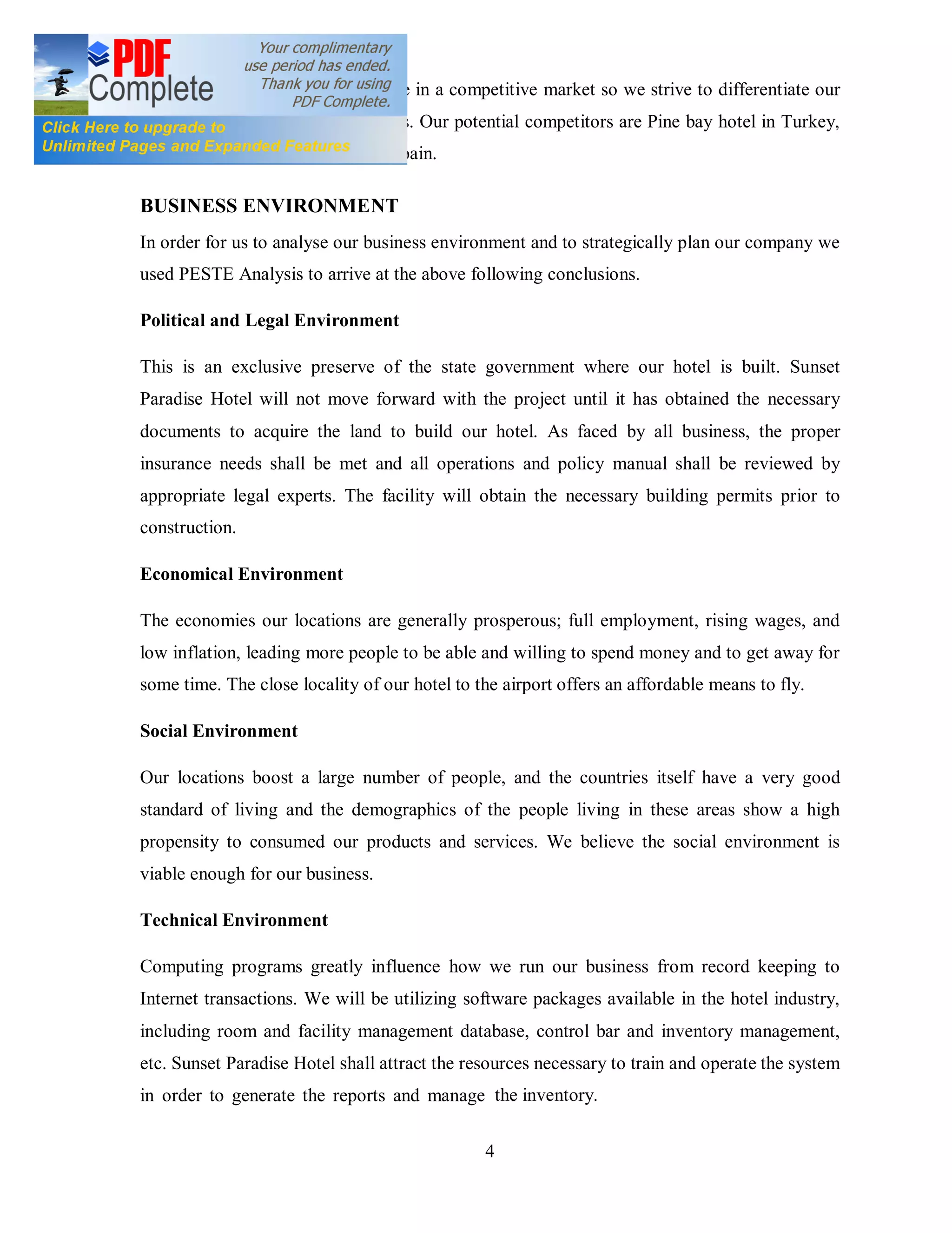 Hotel business-plan-sample | PDF