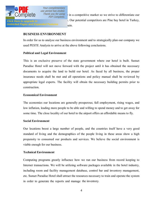 Hotel business-plan-sample | PDF | Hotels and Motels | Travel Type