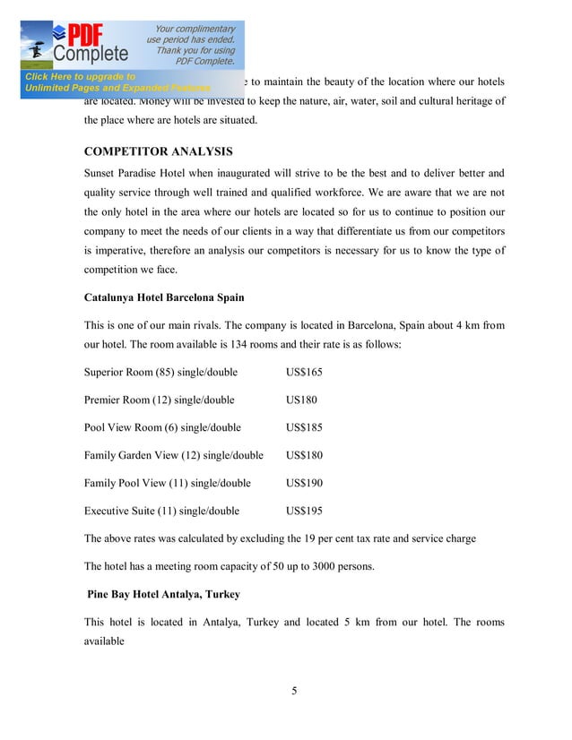 Hotel business-plan-sample | PDF | Hotels and Motels | Travel Type