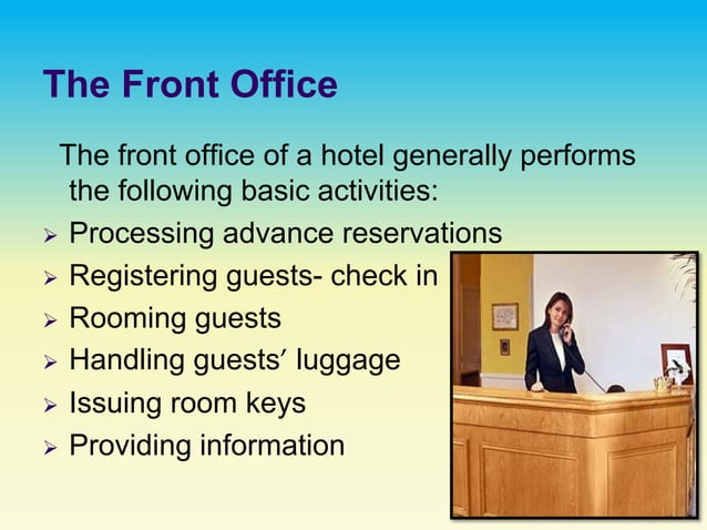 Hotel Front Office Department | PPSX | Hospitality Industry | Industries