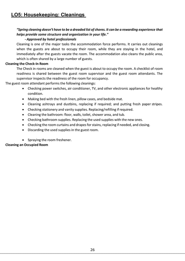 HOTEL ACCOMMODATION HOUSEKEEPING HANDOUT.pdf | Hotels and Motels ...