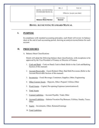 Hotel Accounting Standard Manual | PDF