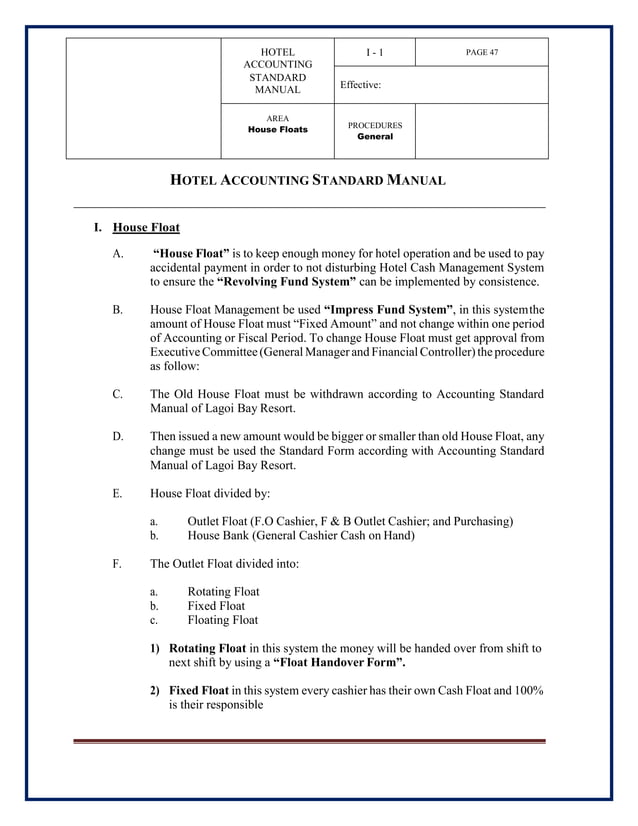 Hotel Accounting Standard Manual | PDF | Business Accounting & Finance ...