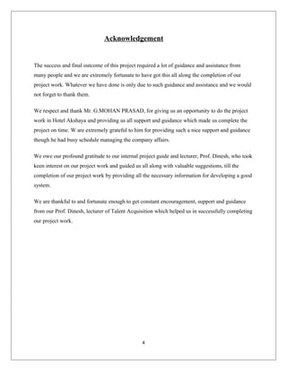 A PROJECT REPORT ON ANALYSIS OF THE STAFFING PROCESS IN THE HOTEL ...
