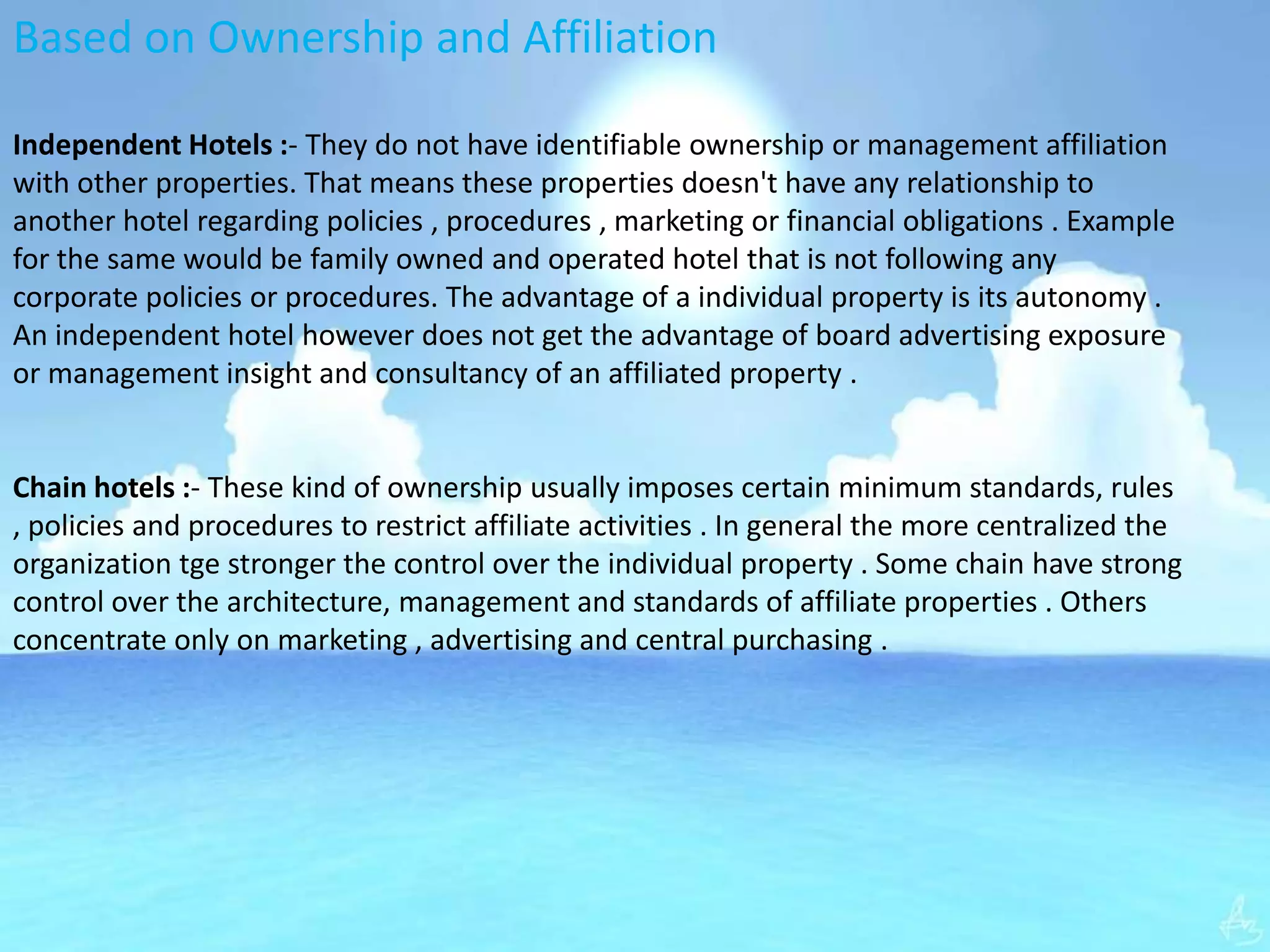 Hotel and classification of hotels by heena tomar | PPTX