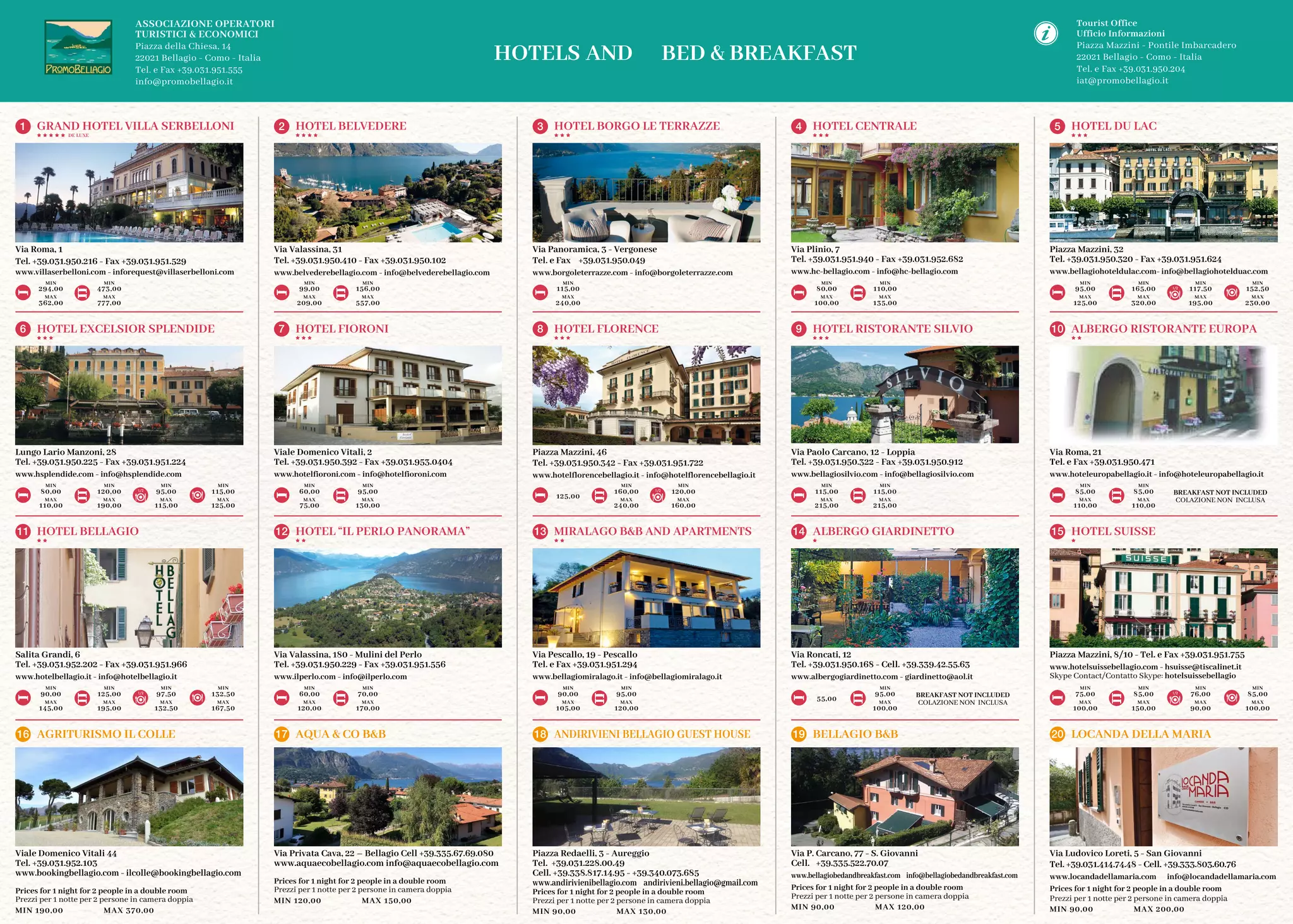 Accommodation Bellagio 2019 | PDF