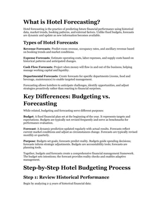 Hotel Budgeting & Forecasting: A Simple Guide | PDF