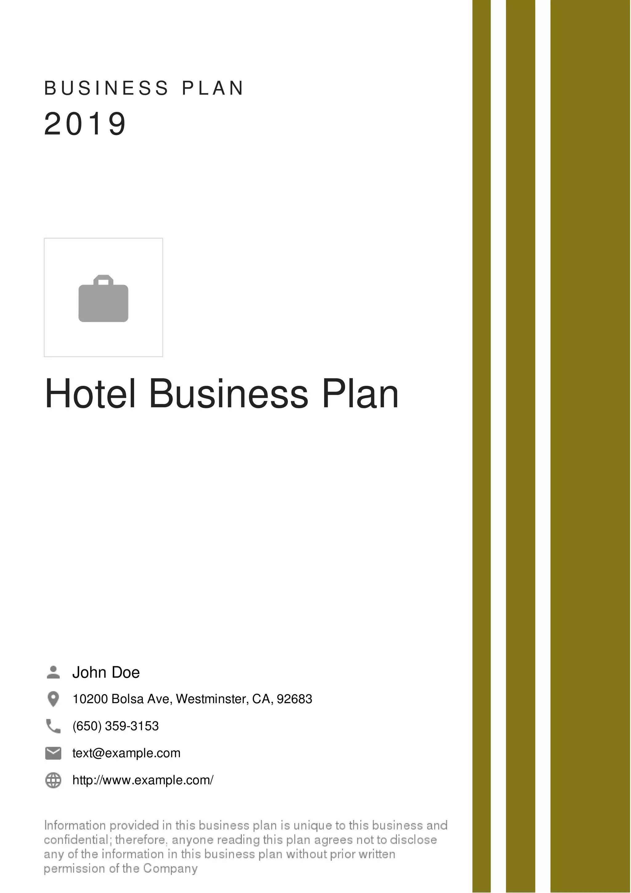 Hotel business plan example | PDF