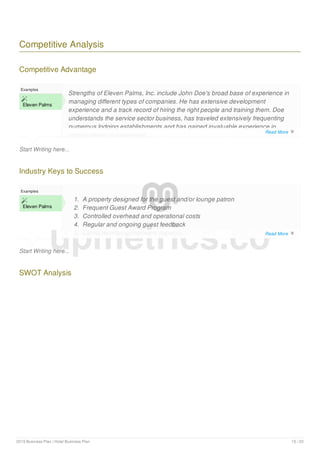 Hotel business plan example | PDF