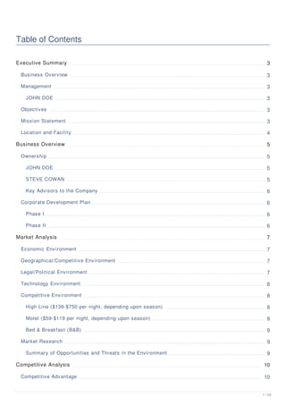 Hotel business plan example | PDF | Hotel Properties | Real Estate