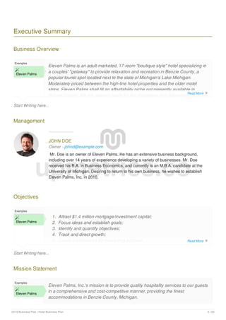 Hotel business plan example | PDF | Hotel Properties | Real Estate