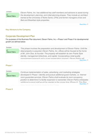 Hotel business plan example | PDF
