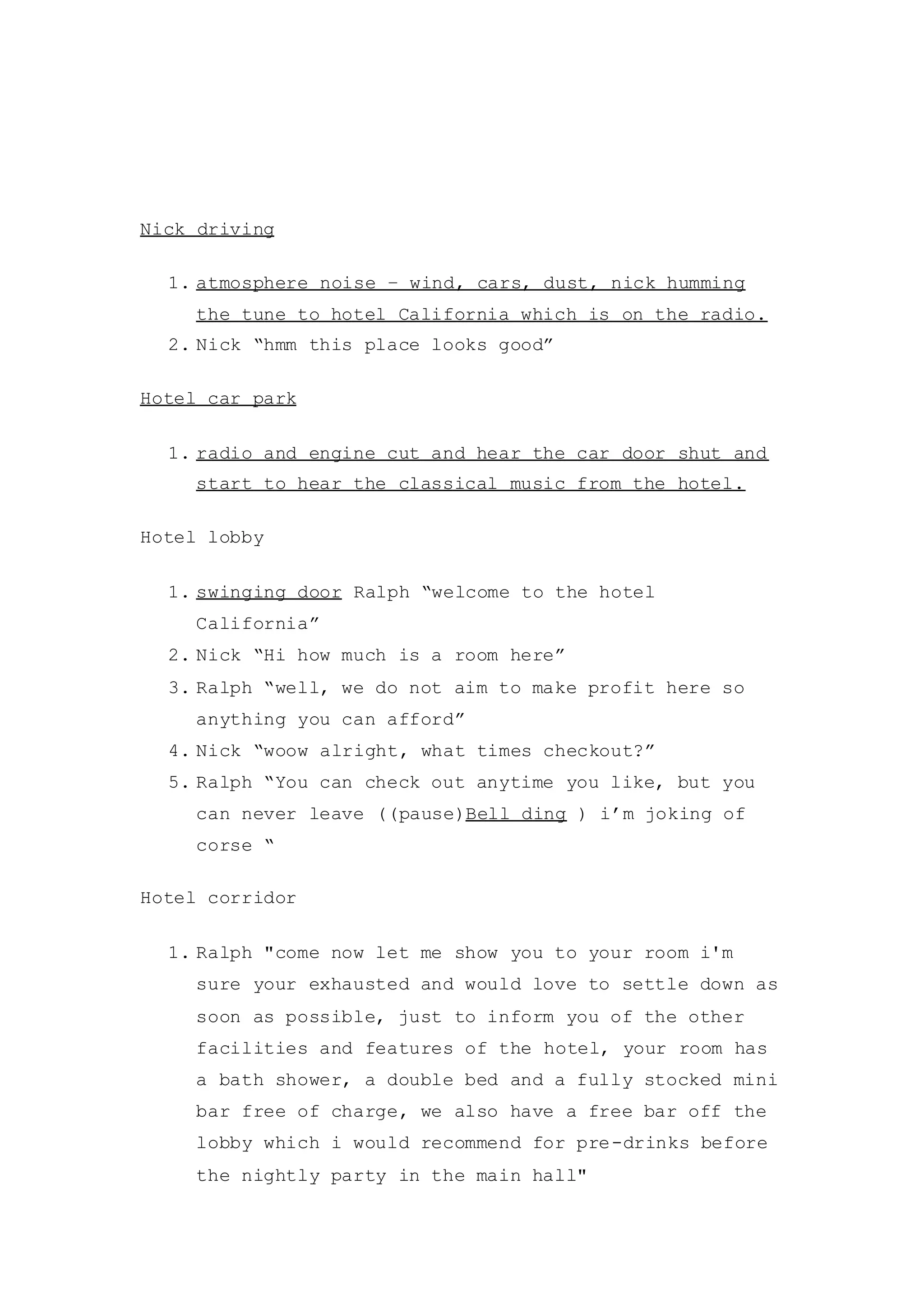 Hotel california script | DOCX