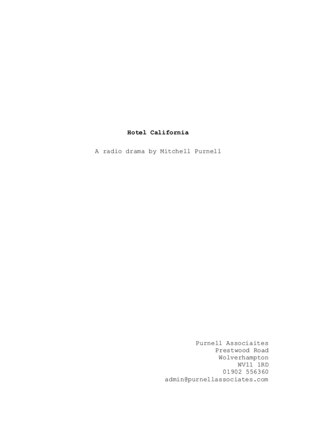 Hotel california script | PDF