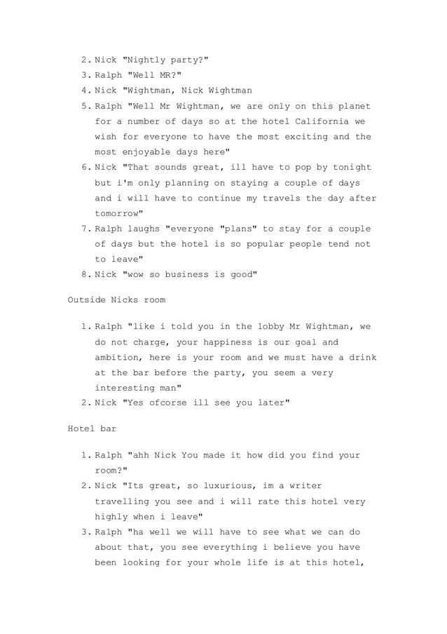 Hotel california script | PDF