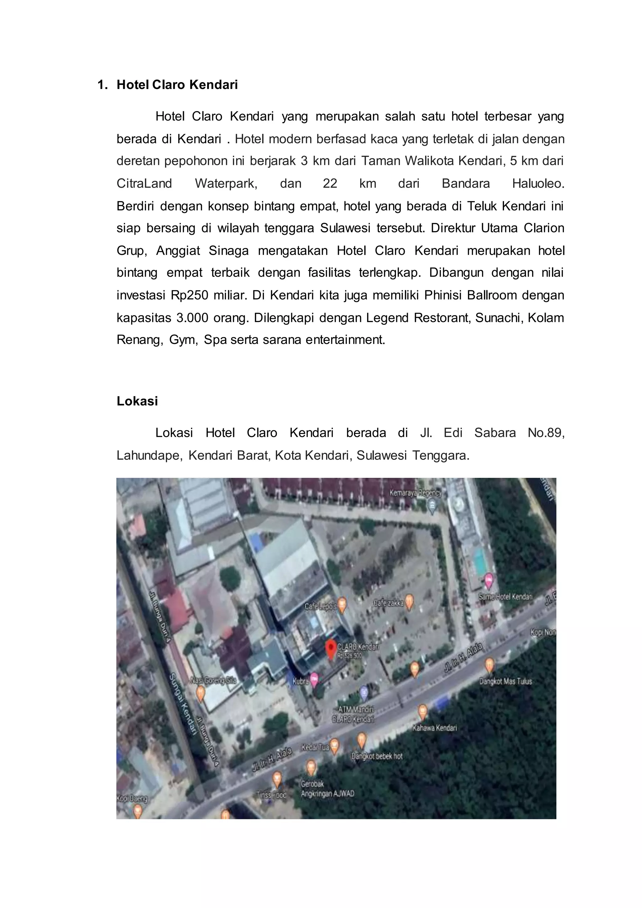 Hotel claro kendari | DOC
