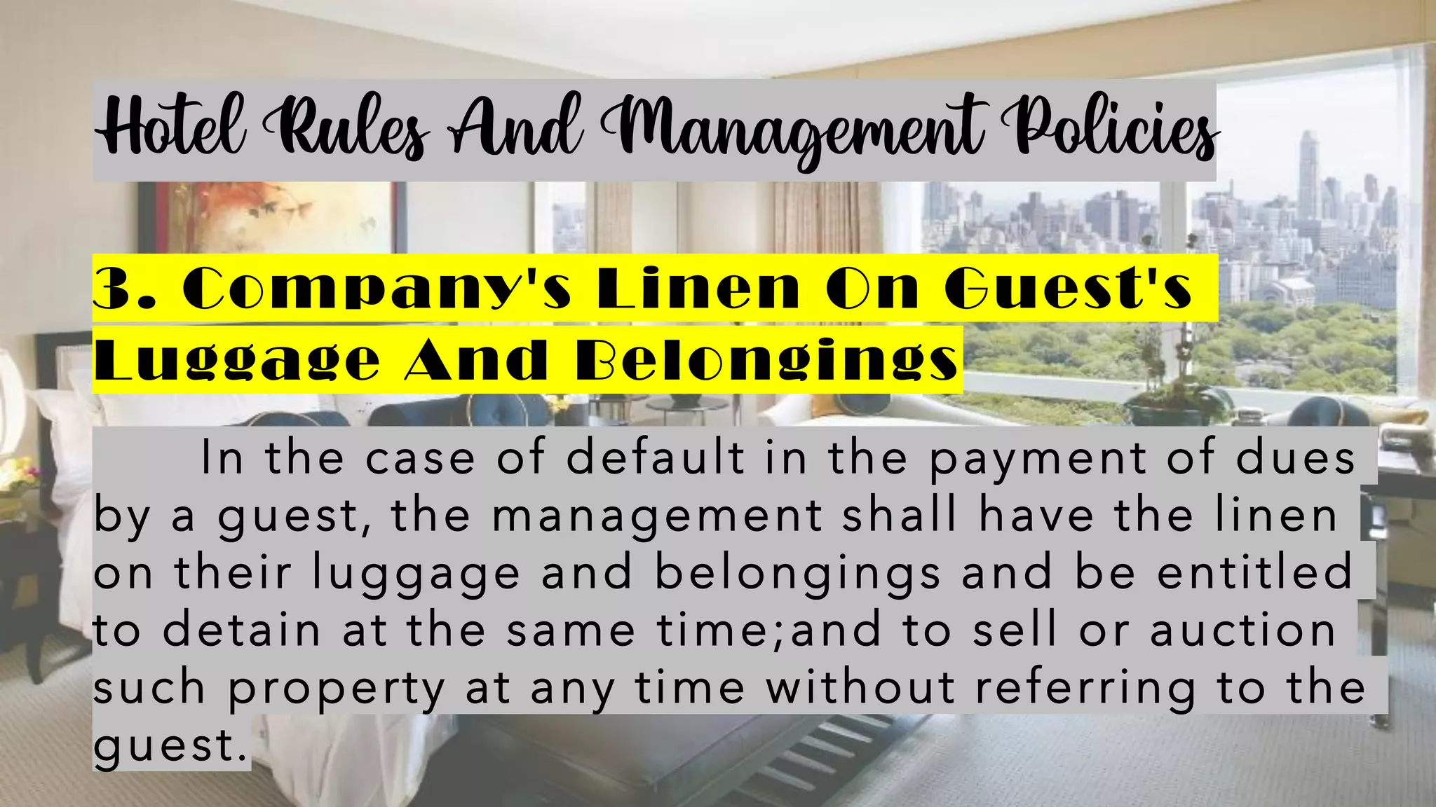 Hotel codes, rules and regulations | PDF