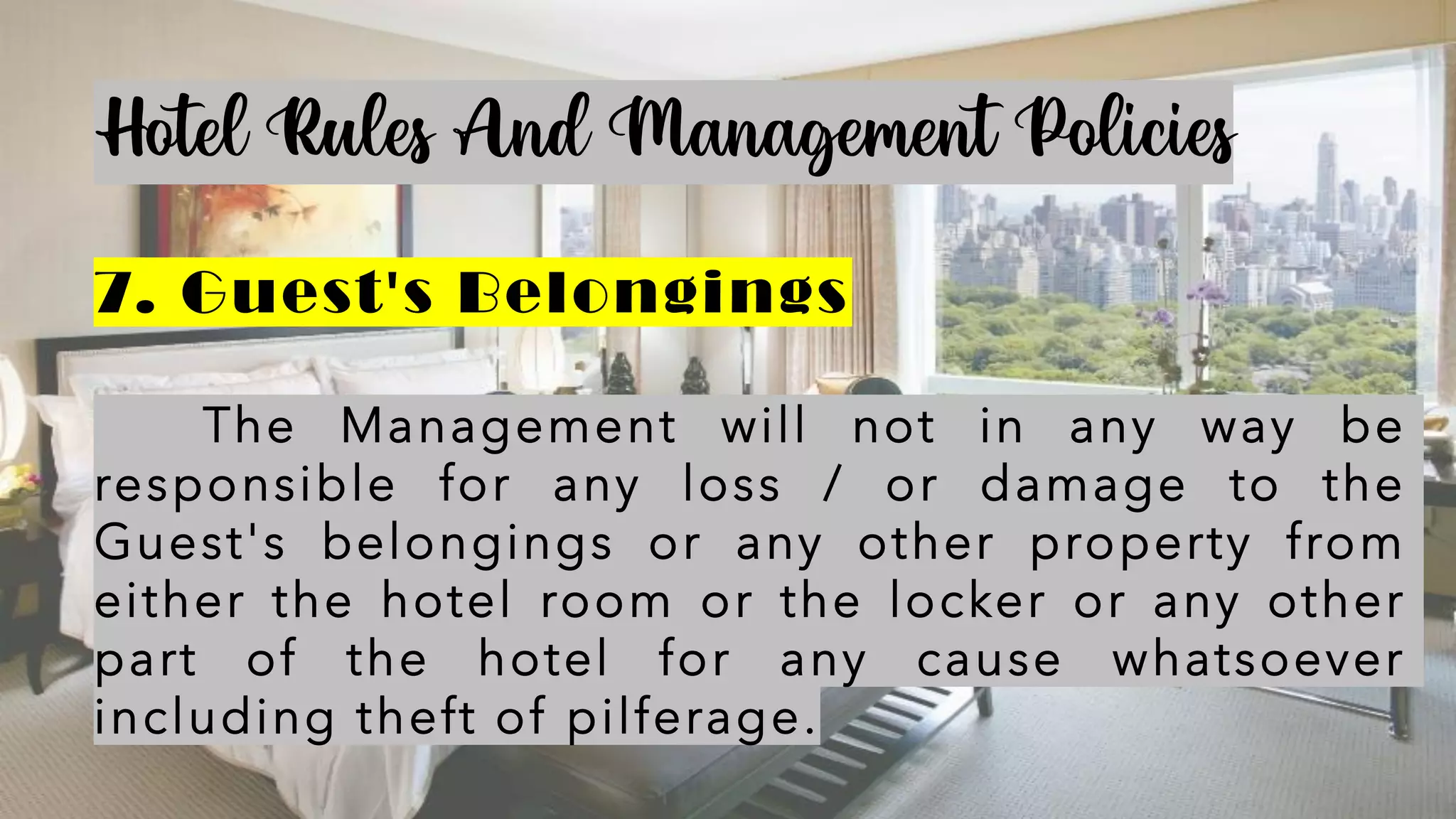 Hotel codes, rules and regulations | PDF