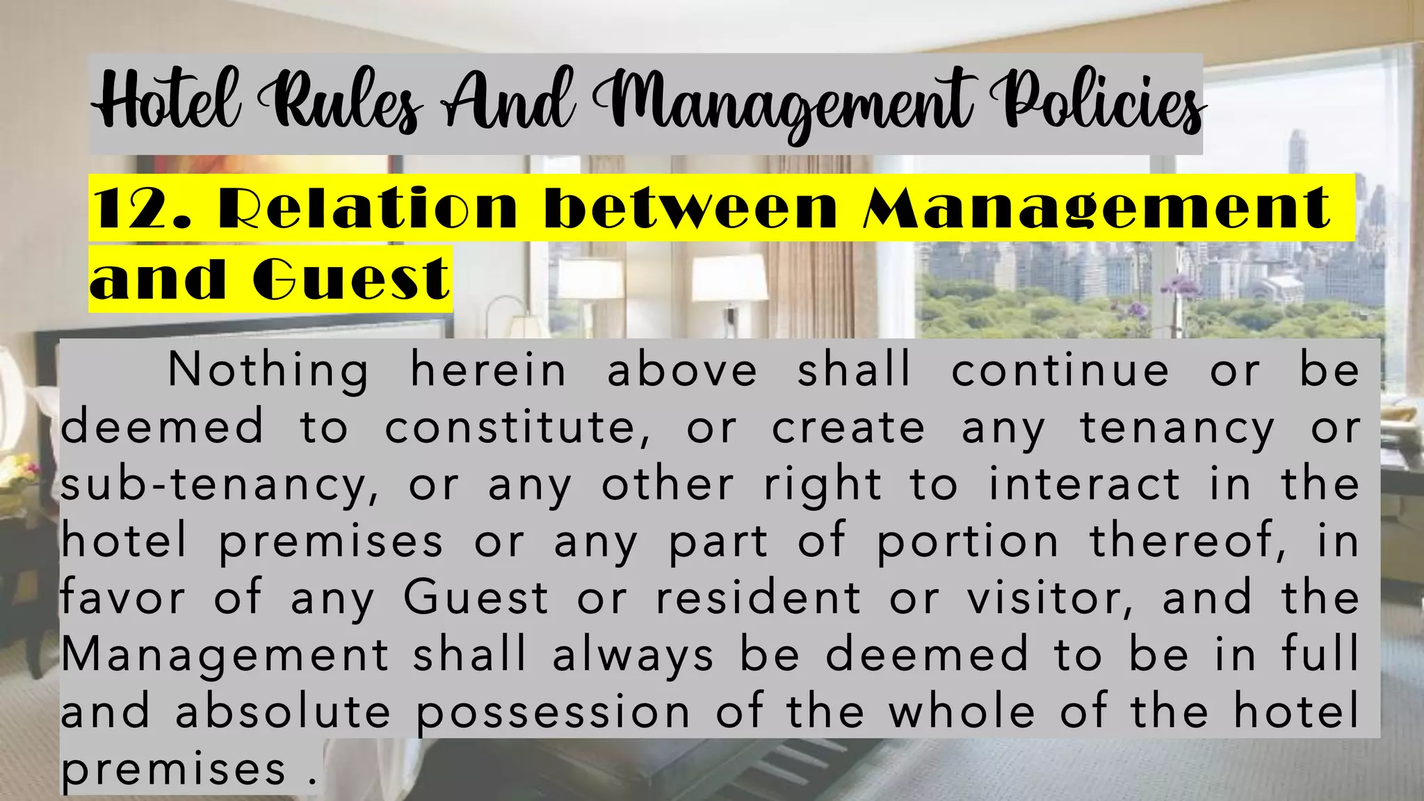 Hotel codes, rules and regulations | PDF