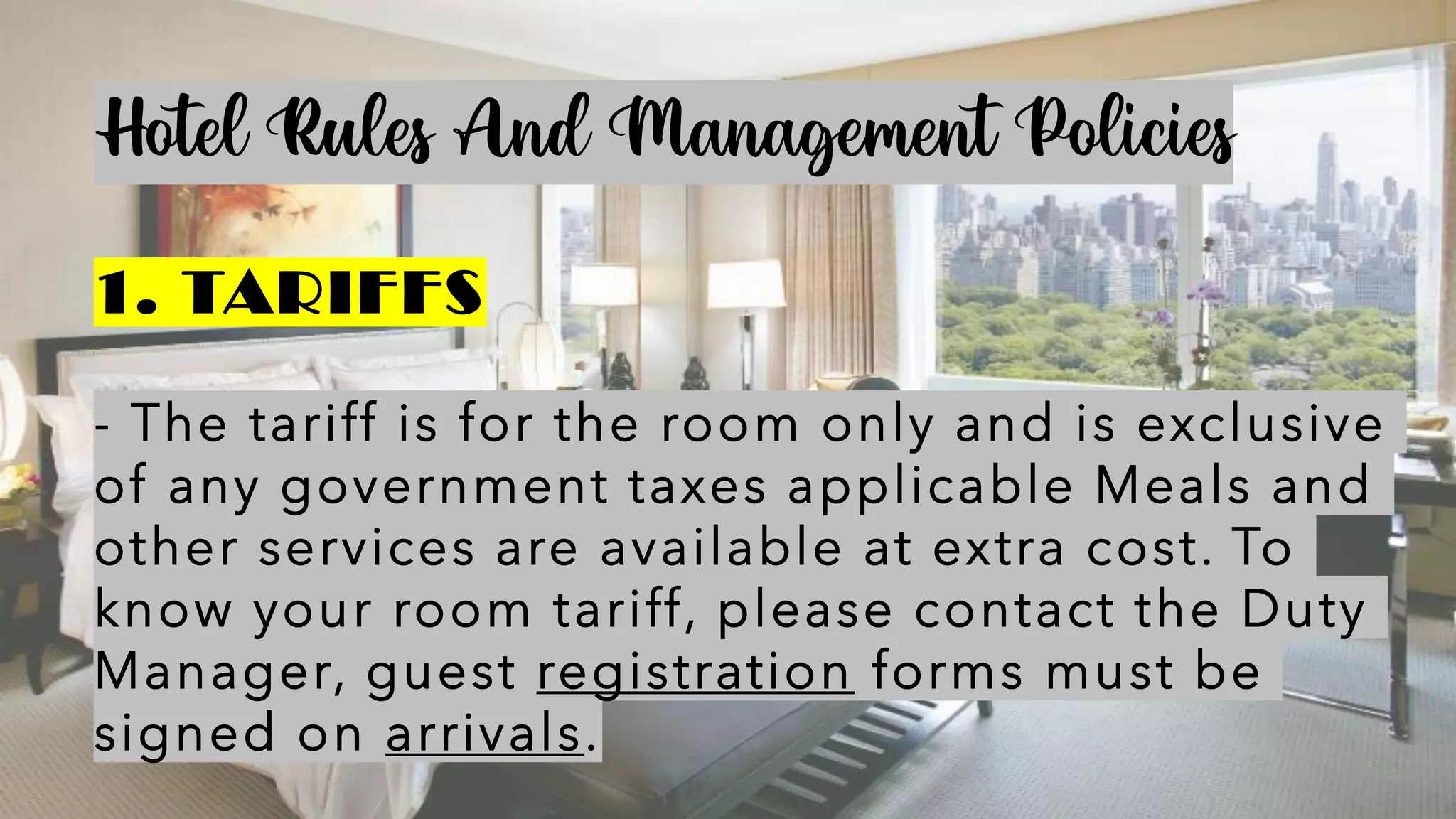 Hotel codes, rules and regulations | PDF